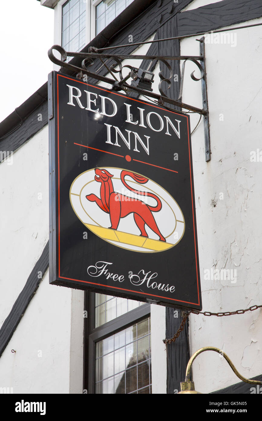 Red Lion Inn Pub Sign, Almouth, Northumberland, England, UK Stock Photo ...