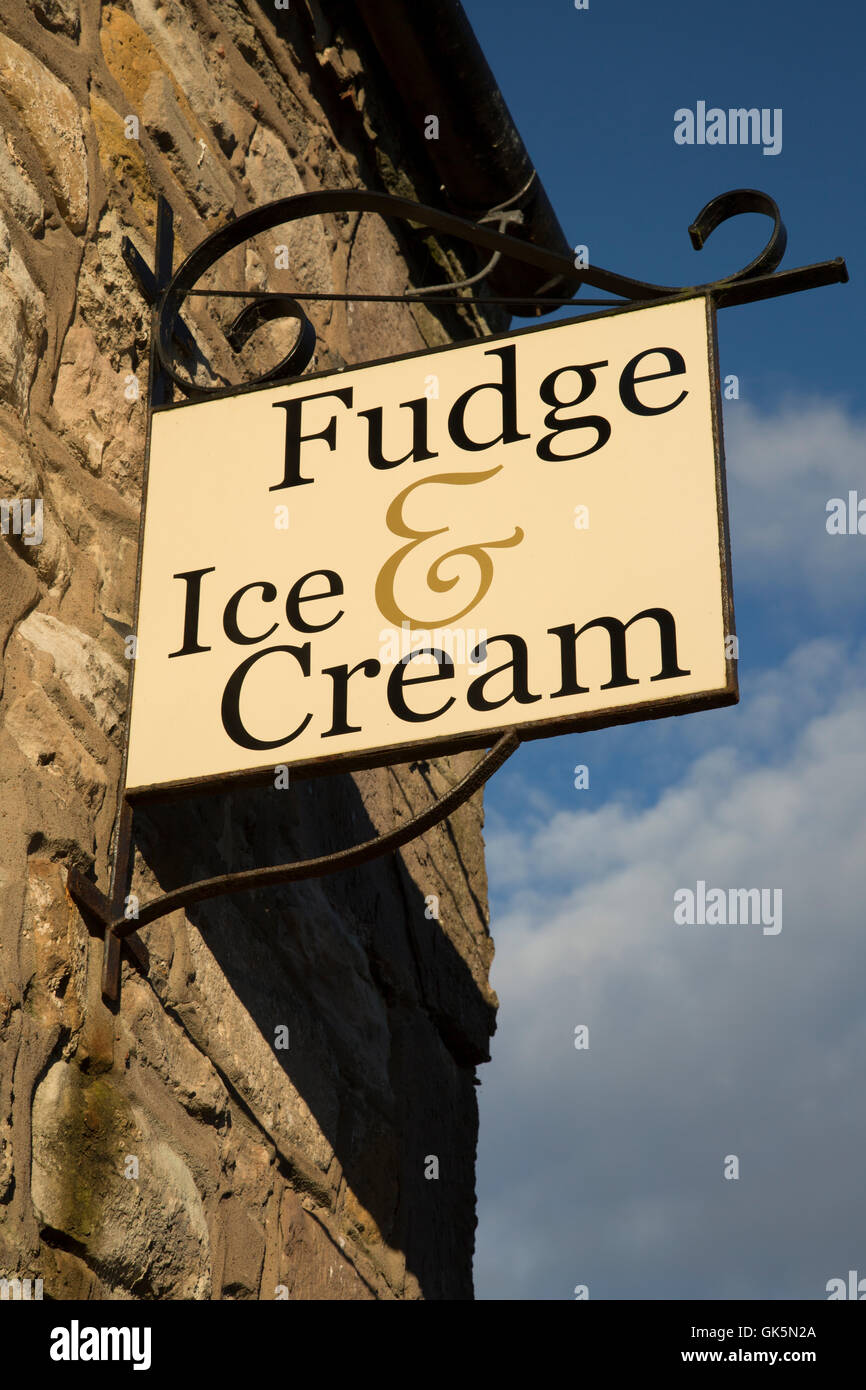 Fudge and Ice Cream Sign, Lindisfarne, Holy; Island; Northumberland ...