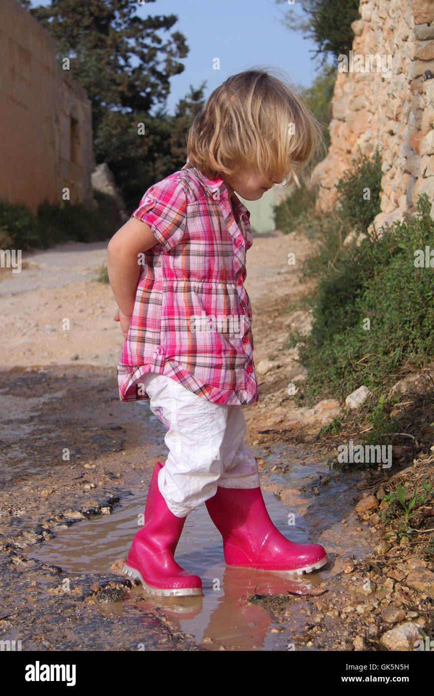 Child water puddle hi-res stock photography and images - Alamy