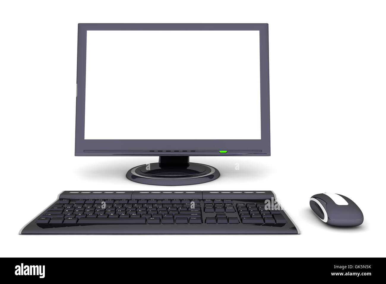 Modern Work Desk with Screen, Keyboard and Mouse Stock Photo - Alamy