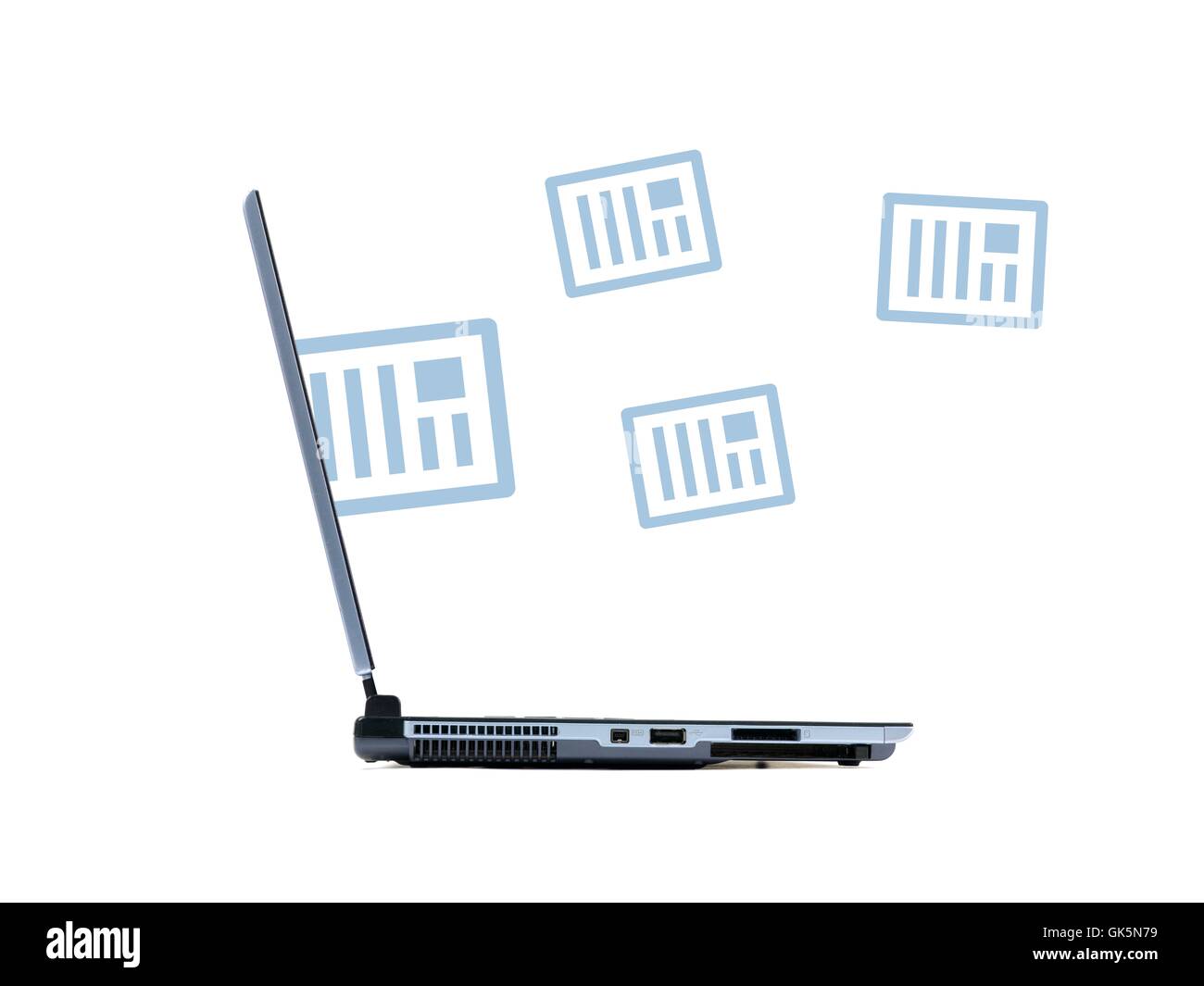 Open laptop documents business Cut Out Stock Images & Pictures - Alamy