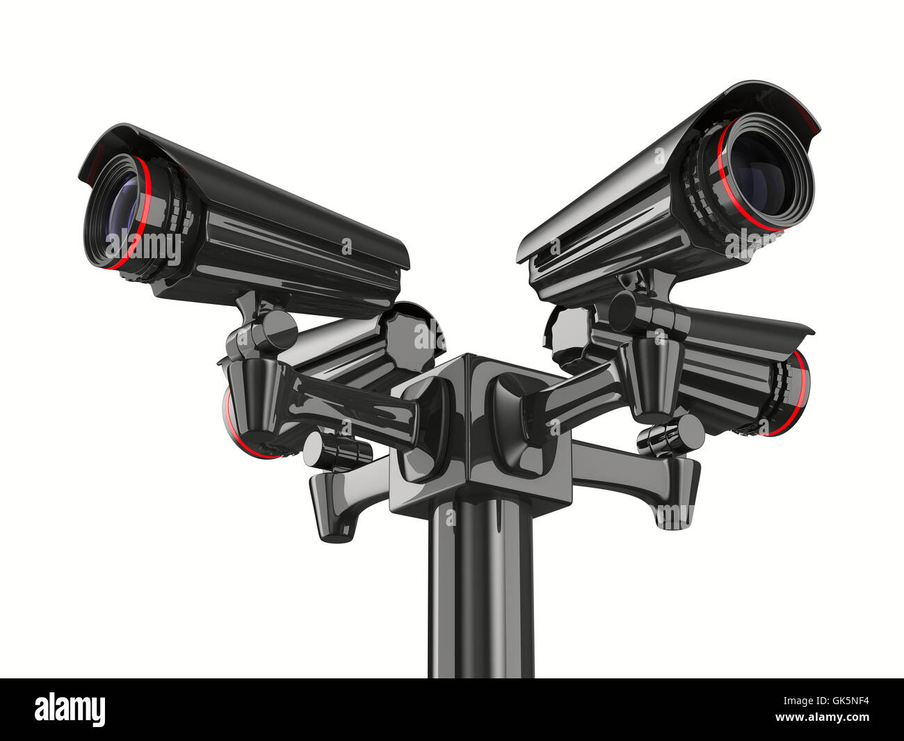 Four security camera on white background. Isolated 3D image Stock Photo ...