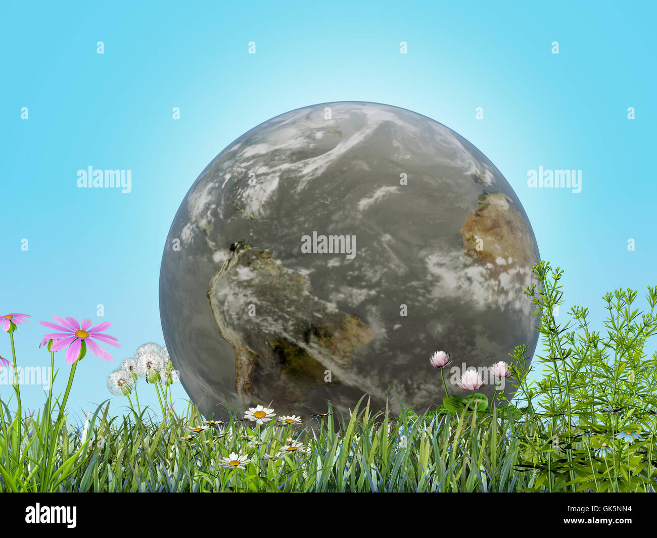 planet earth in flowery meadow Stock Photo - Alamy