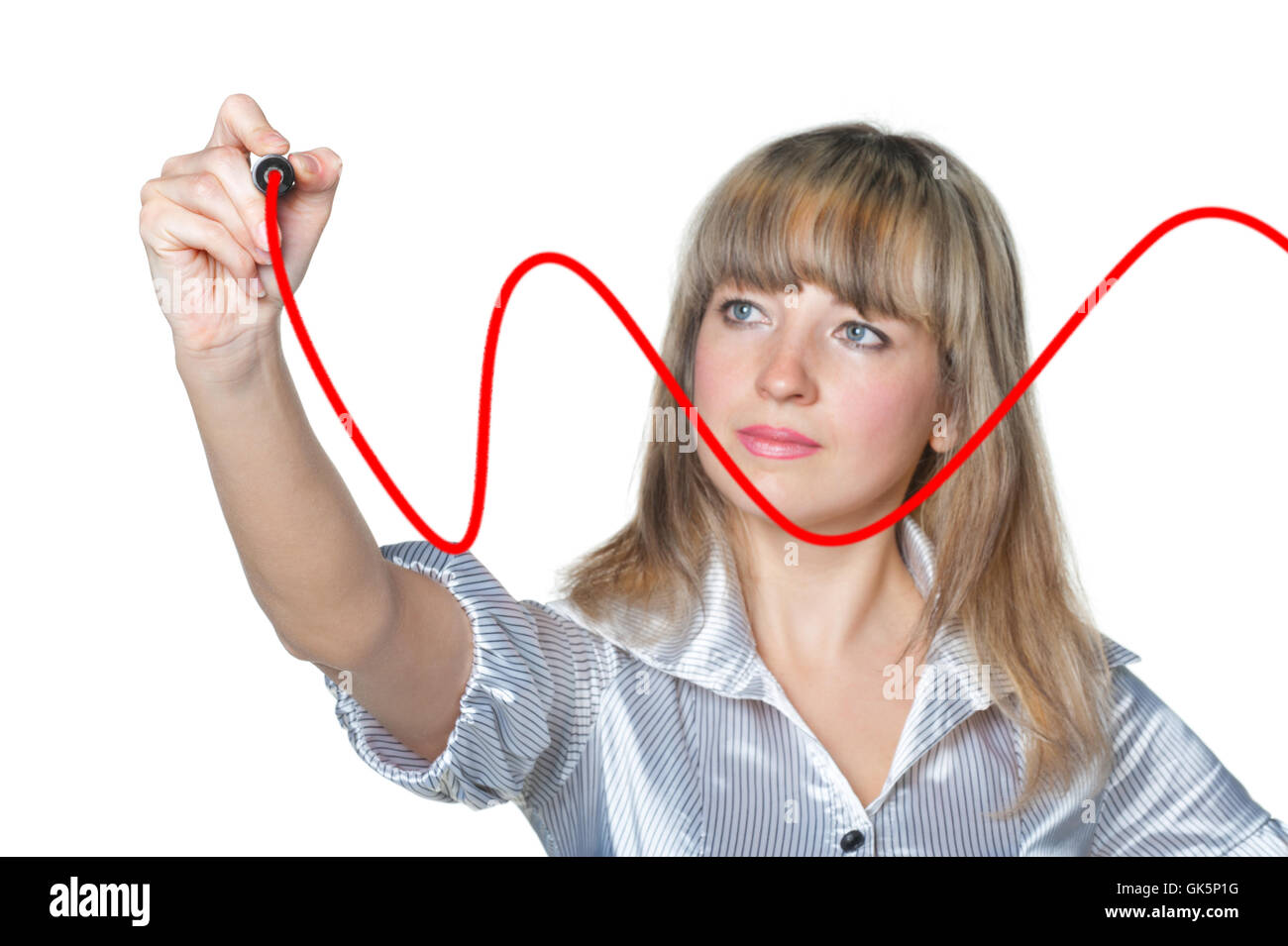 The business woman draws felt pen the curve line Stock Photo - Alamy