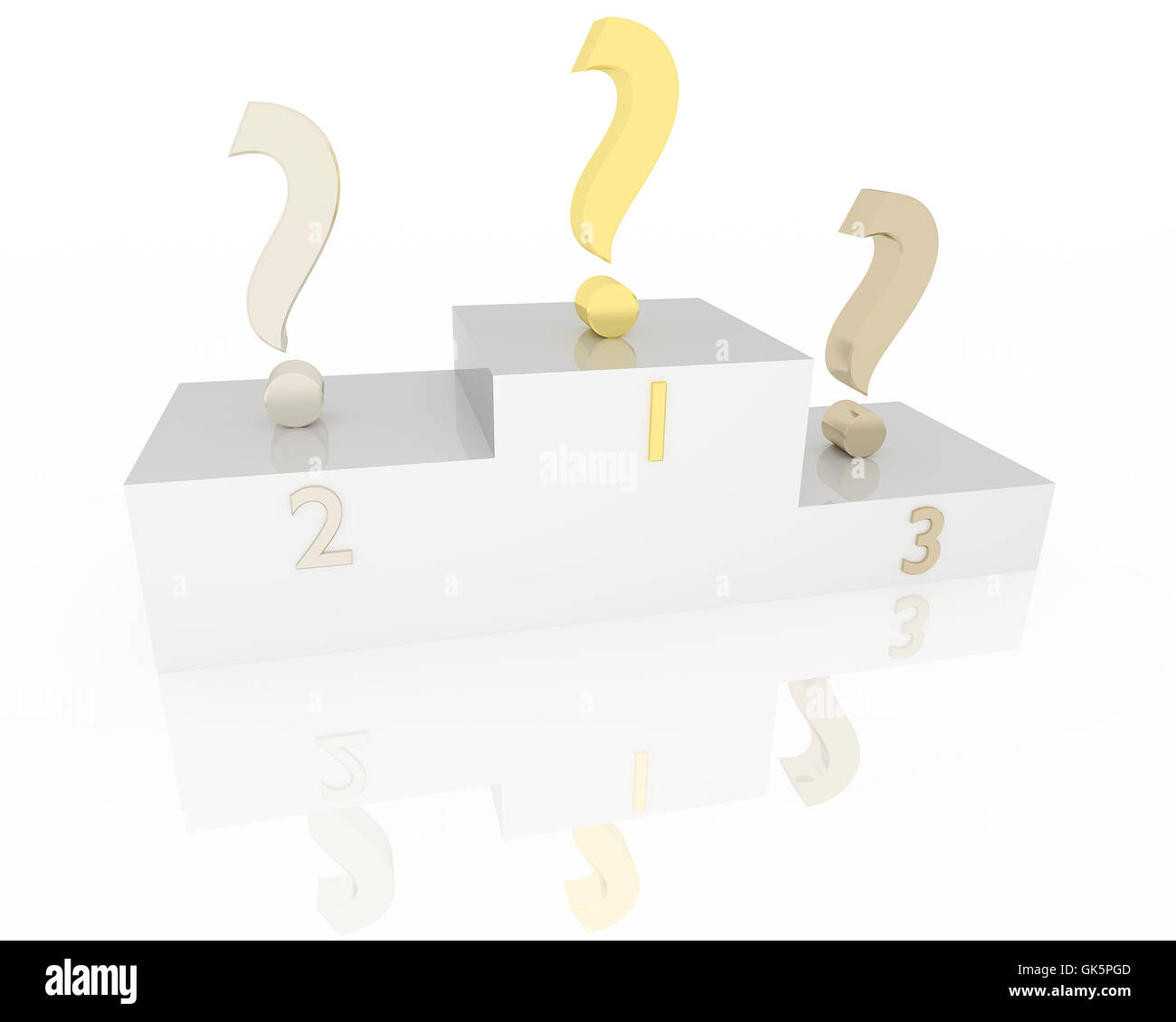 Winner podium with question marks Stock Photo - Alamy