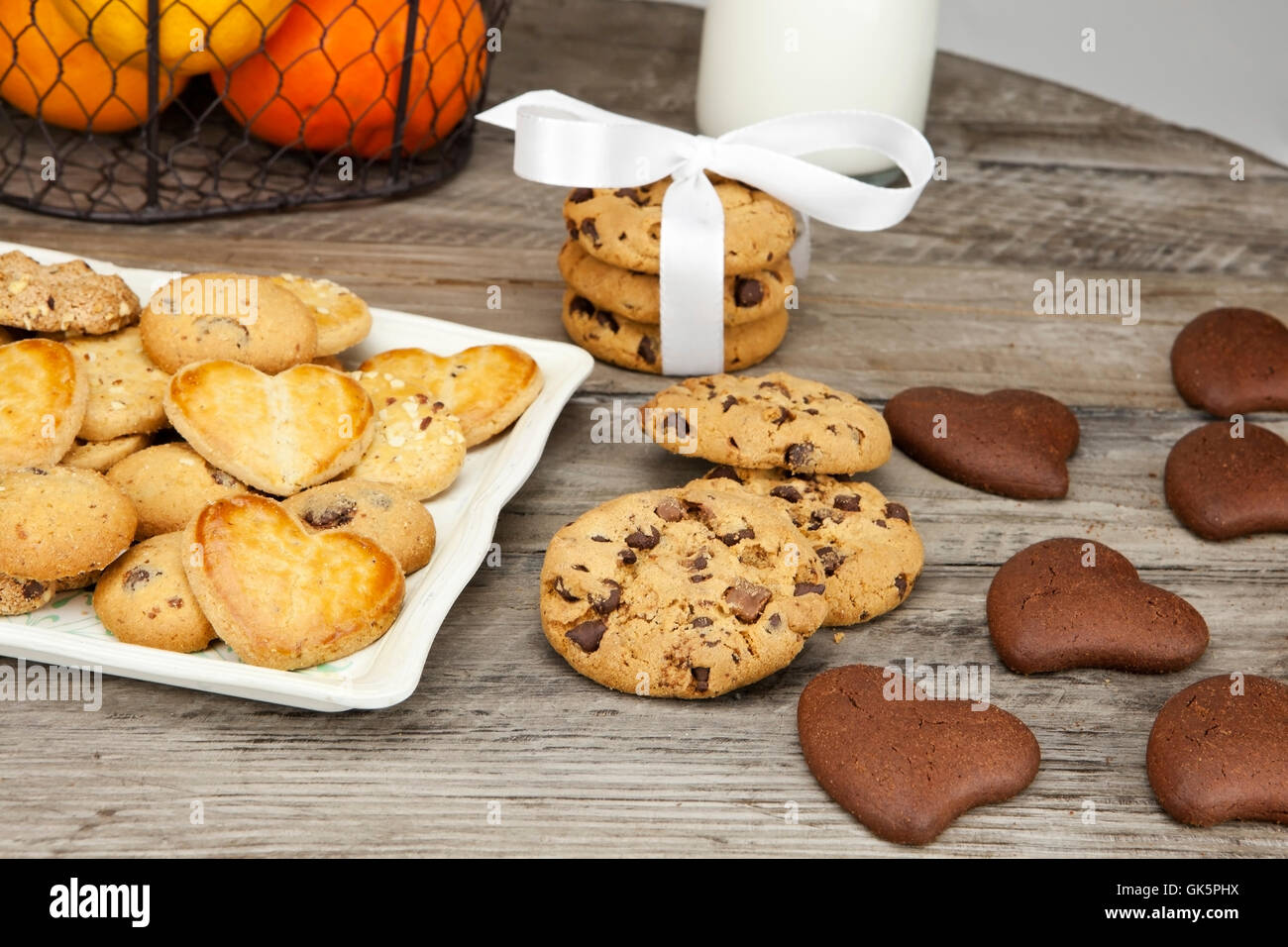 table covered with biscuits Stock Photo - Alamy