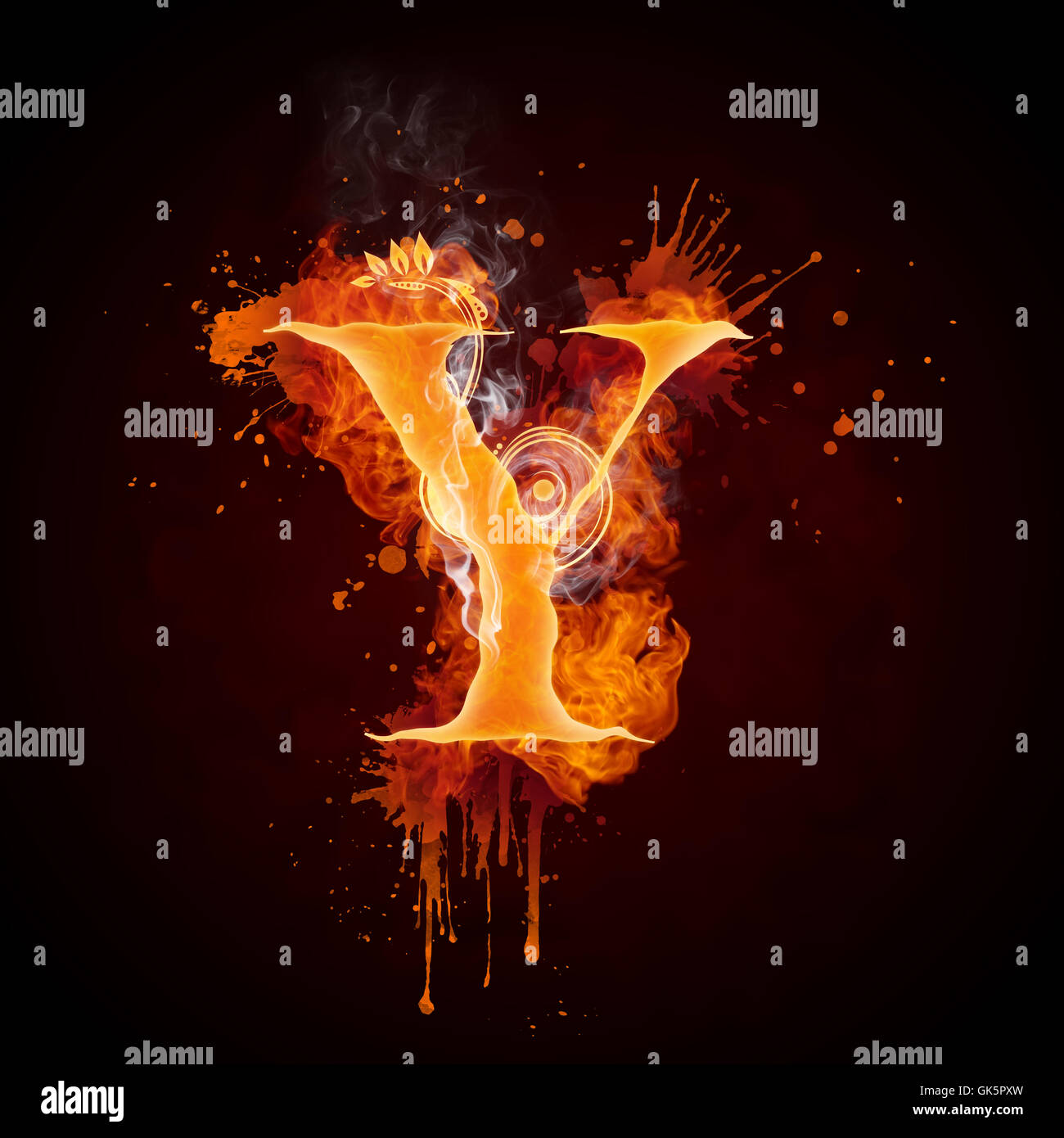 Fire Swirl Letter Y Stock Photo - Alamy