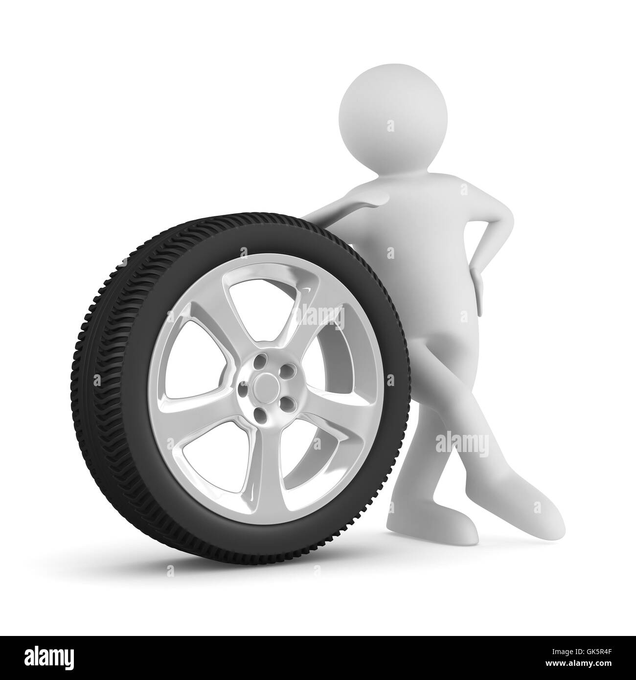 man with disk wheel on white background. Isolated 3D image Stock Photo ...