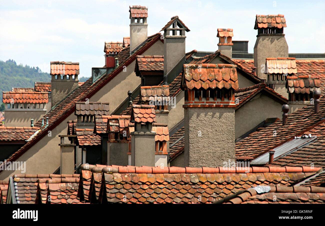old town roofs tiled roof Stock Photo - Alamy