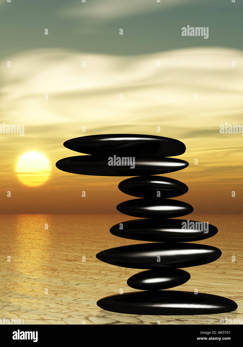 Zen stone on water Stock Photo - Alamy