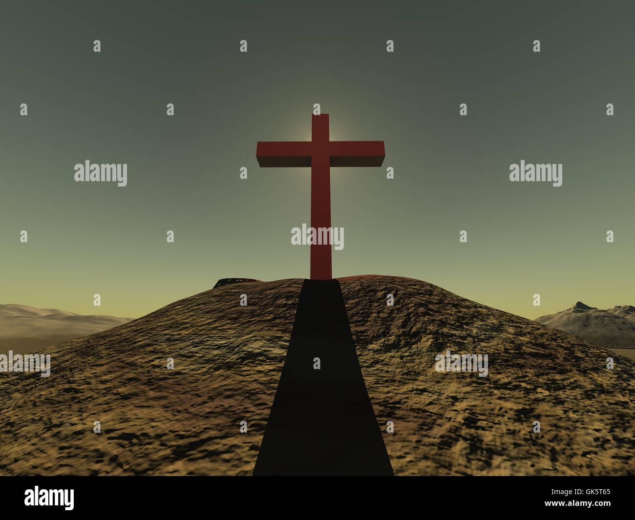 Cross on a hill clear sjy Stock Photo - Alamy