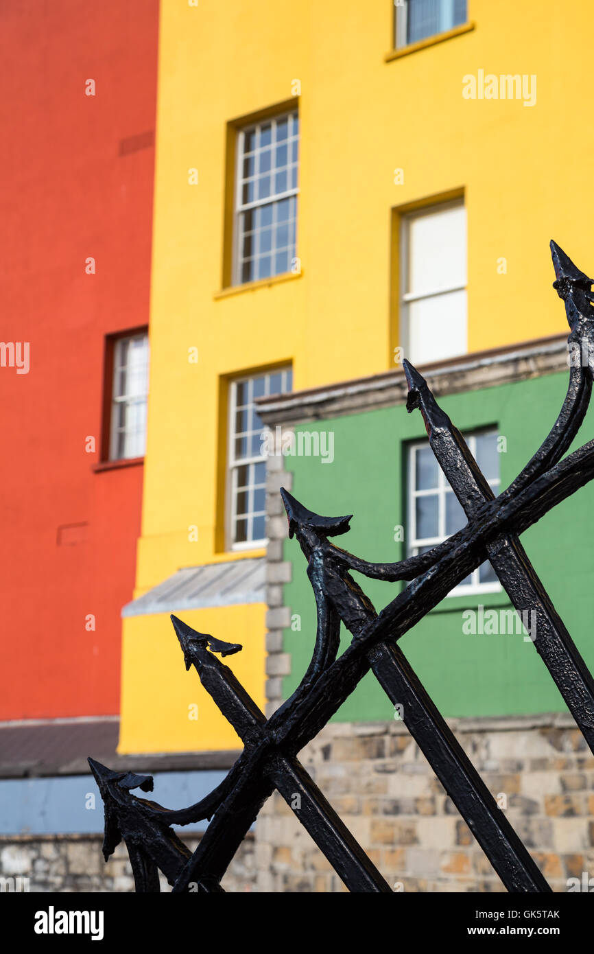 Coloured buildings in the grounds of Dublin Castle, Ireland Stock Photo ...