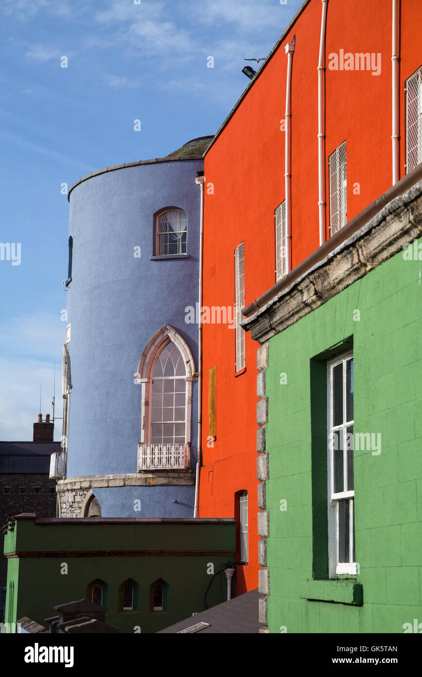 Coloured buildings in the grounds of Dublin Castle, Ireland Stock Photo ...
