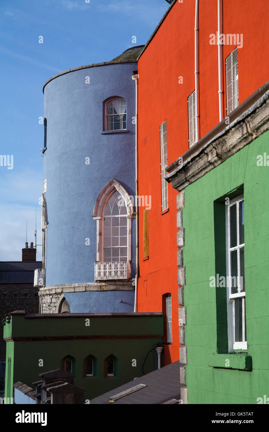 Coloured buildings in the grounds of Dublin Castle, Ireland Stock Photo ...
