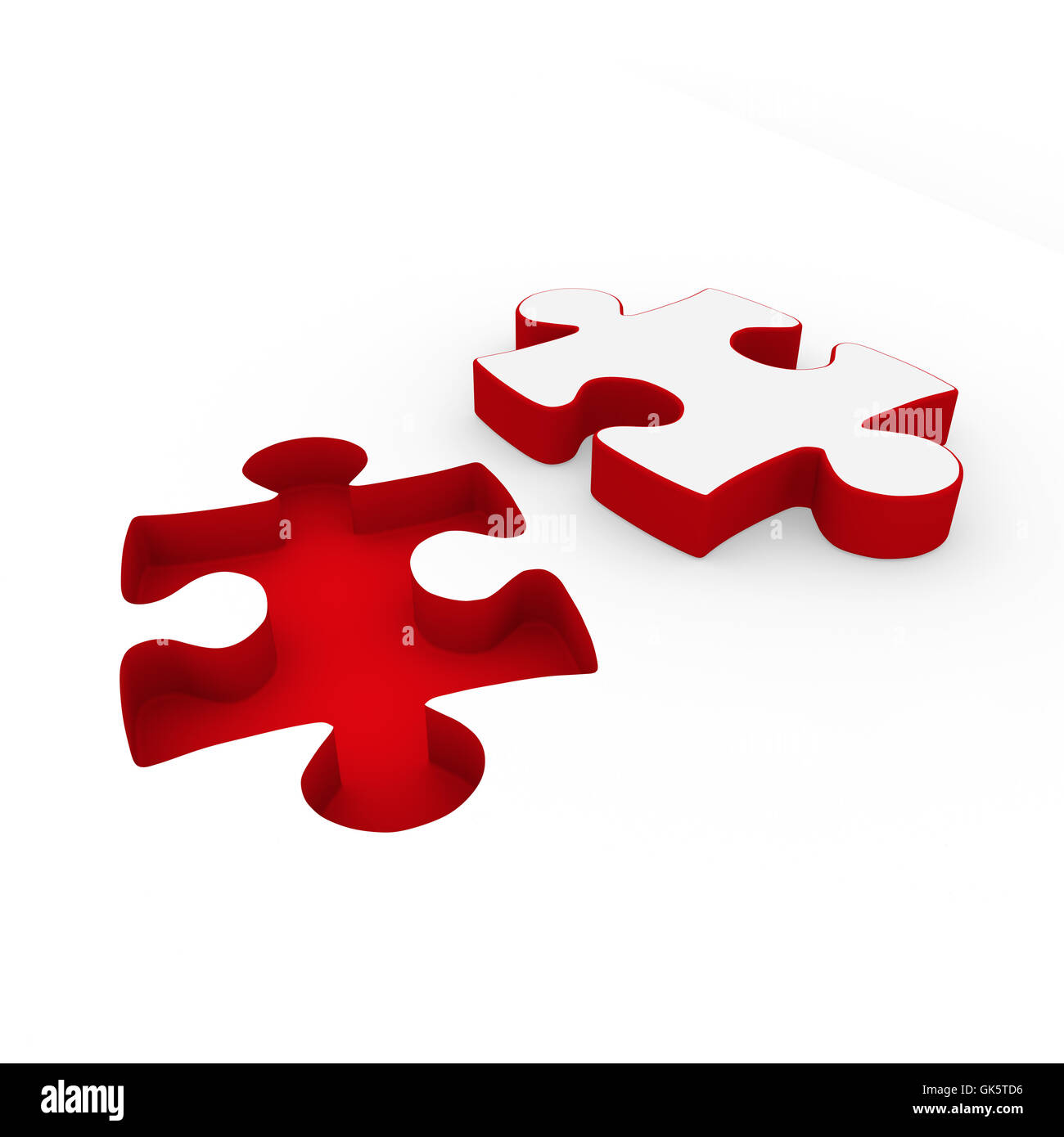 3d puzzle red white Stock Photo - Alamy