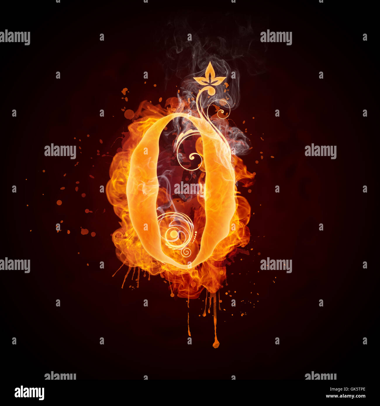 Fire Swirl Number ZERO Stock Photo - Alamy