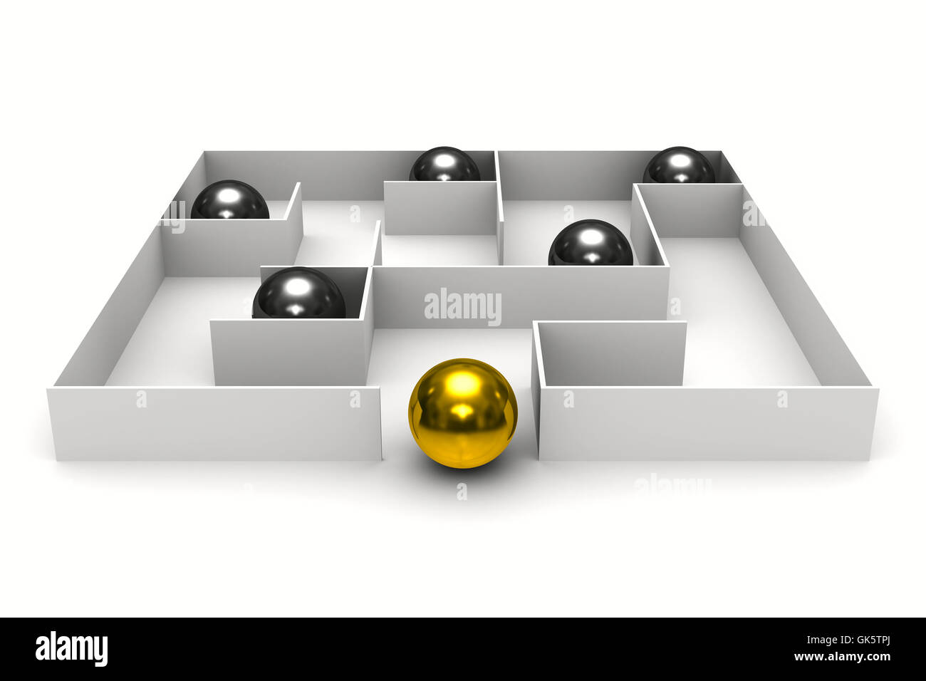 balls in labyrinth on white background. Isolated 3D image Stock Photo ...