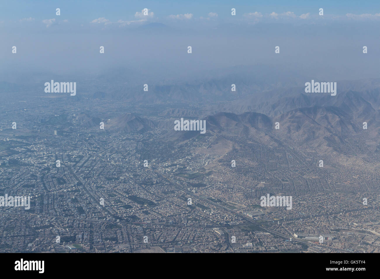 Lima Peru - May 11 : Aerial view of the City of Lima with the mountains in the background and a ...