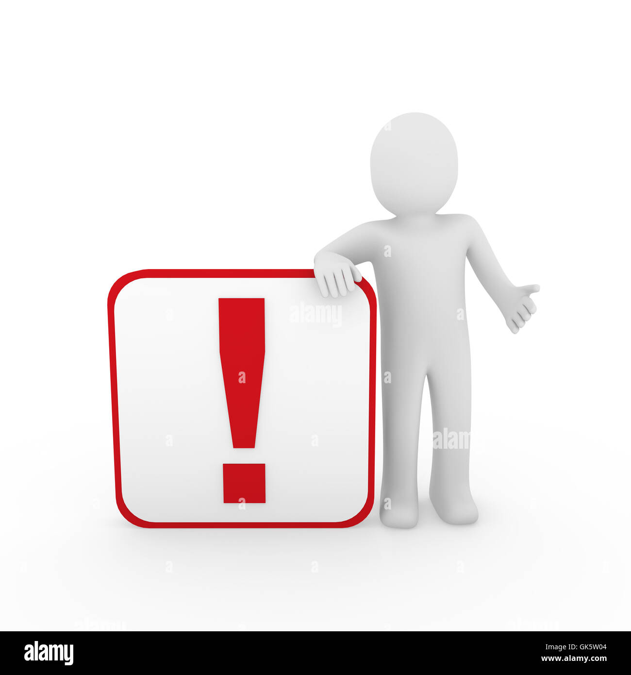 3d man human red exclamation mark surprise cube hi-res stock ...