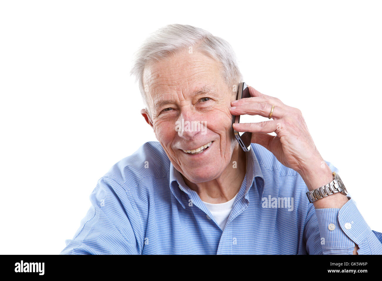 Senior on the phone Stock Photo - Alamy