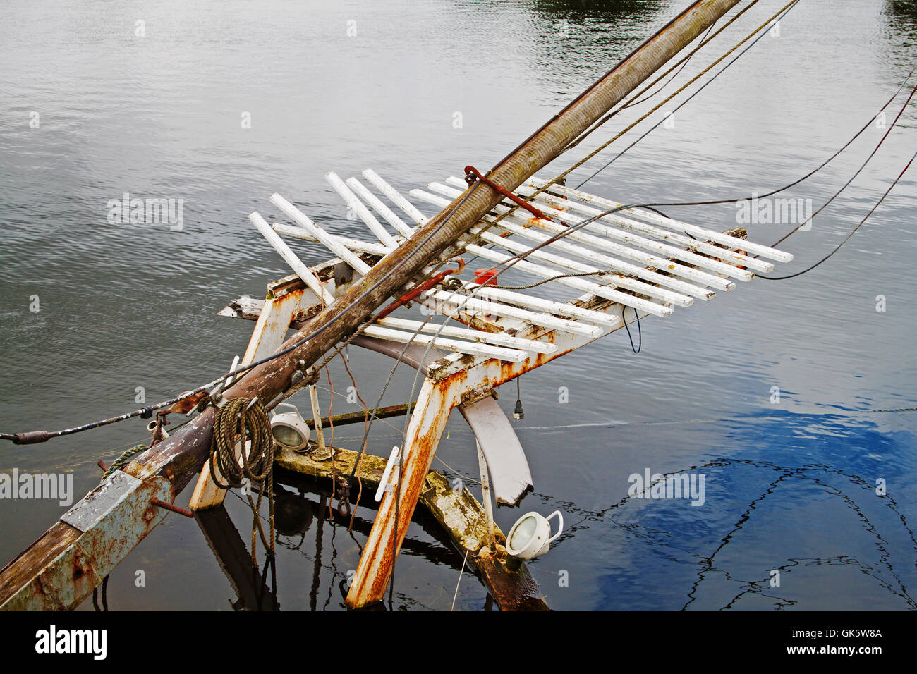 Flotsam in the freshwater basin at Glasson Dock Stock Photo - Alamy