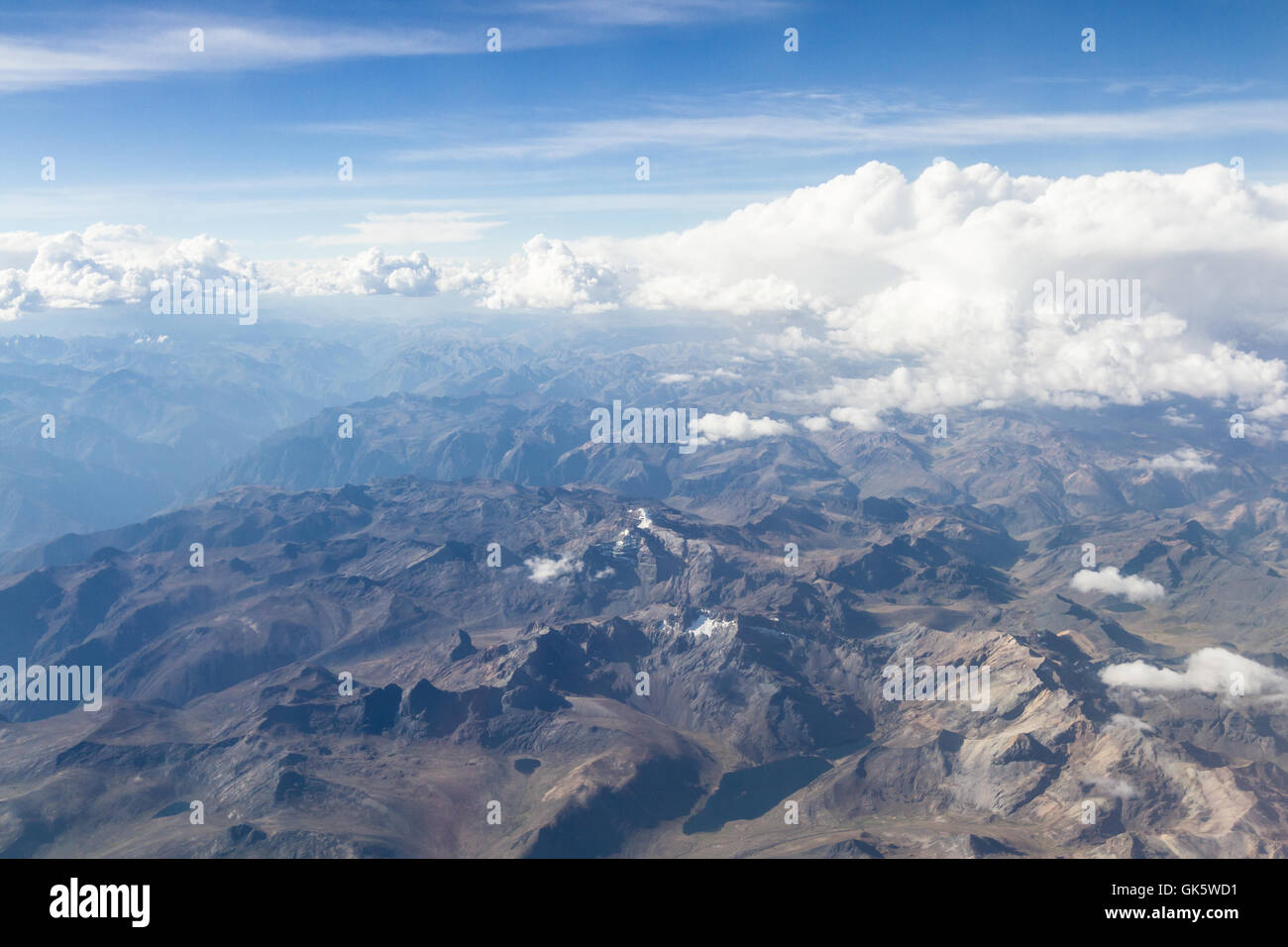 Peru - May 11 : Aerial view of the mountains of Peru from an Airplane ...