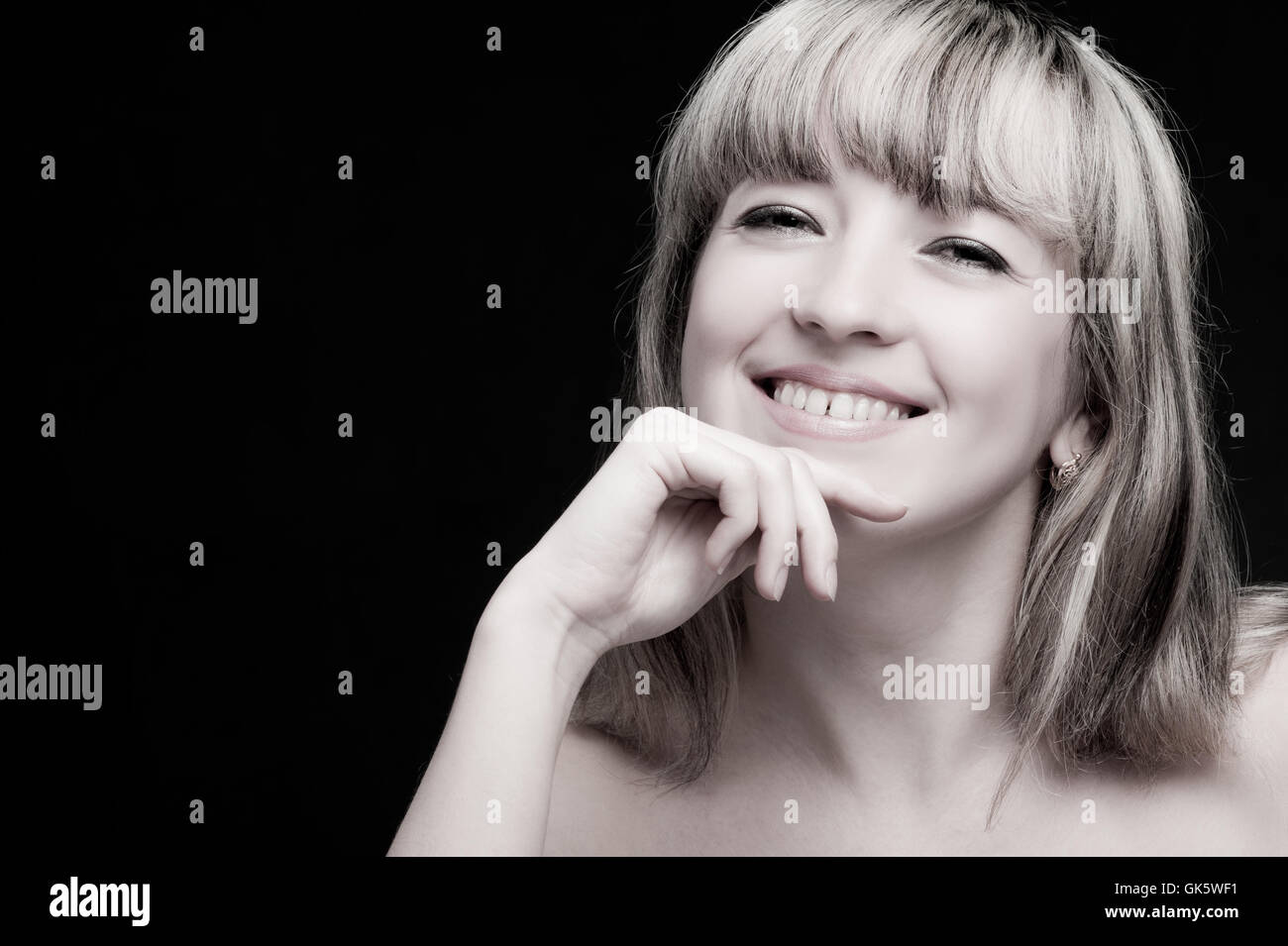 Portrait of the woman close up. The bared shoulders Stock Photo - Alamy