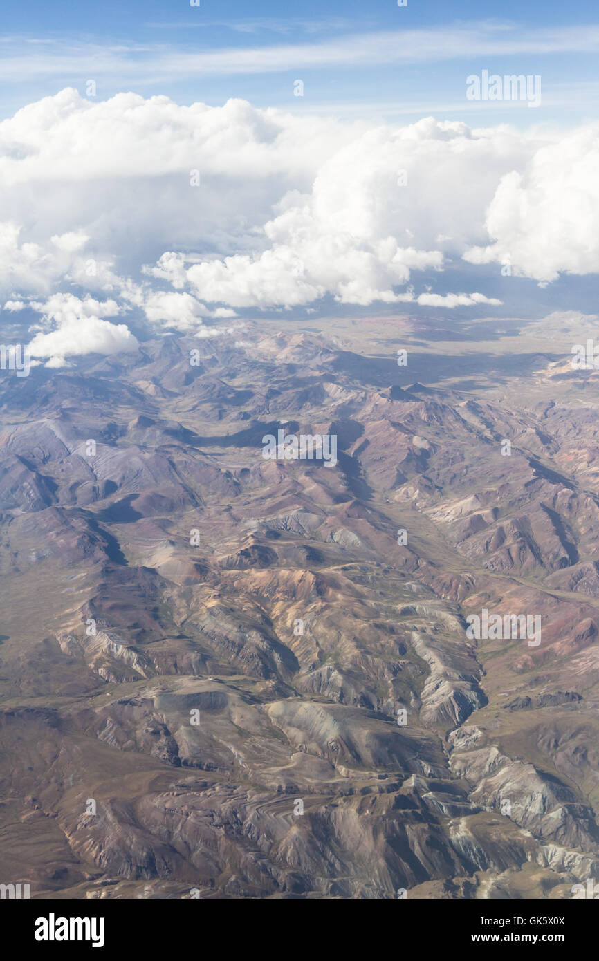 Peru - May 11 : Aerial view of the mountains of Peru from an Airplane ...