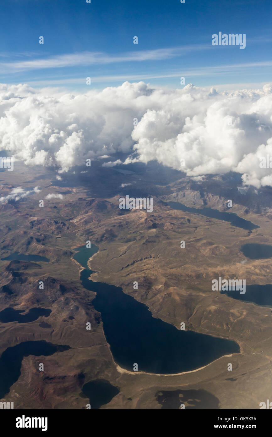 Peru - May 11 : Aerial view of the mountains of Peru from an Airplane ...