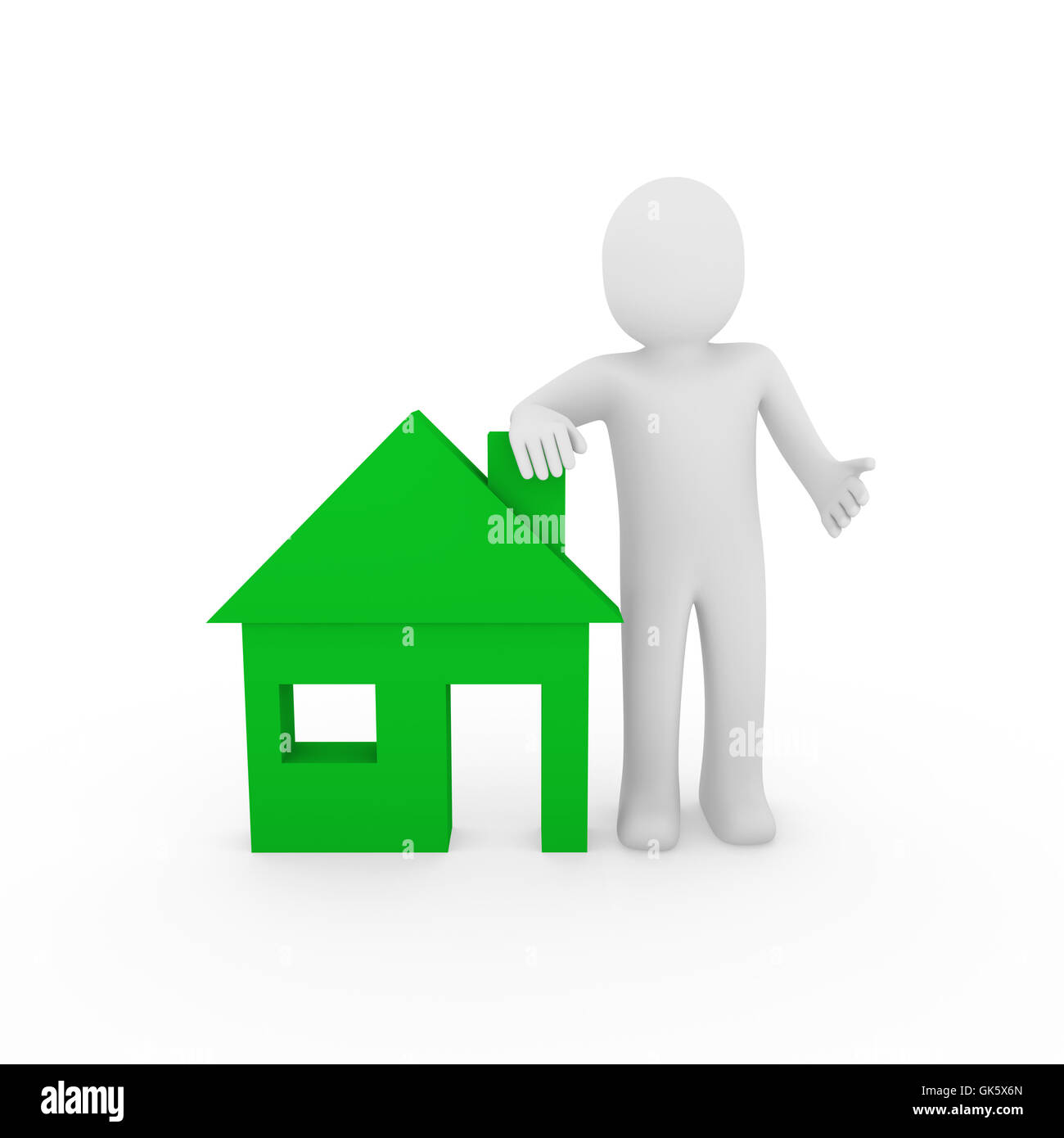 3d man house green Stock Photo - Alamy