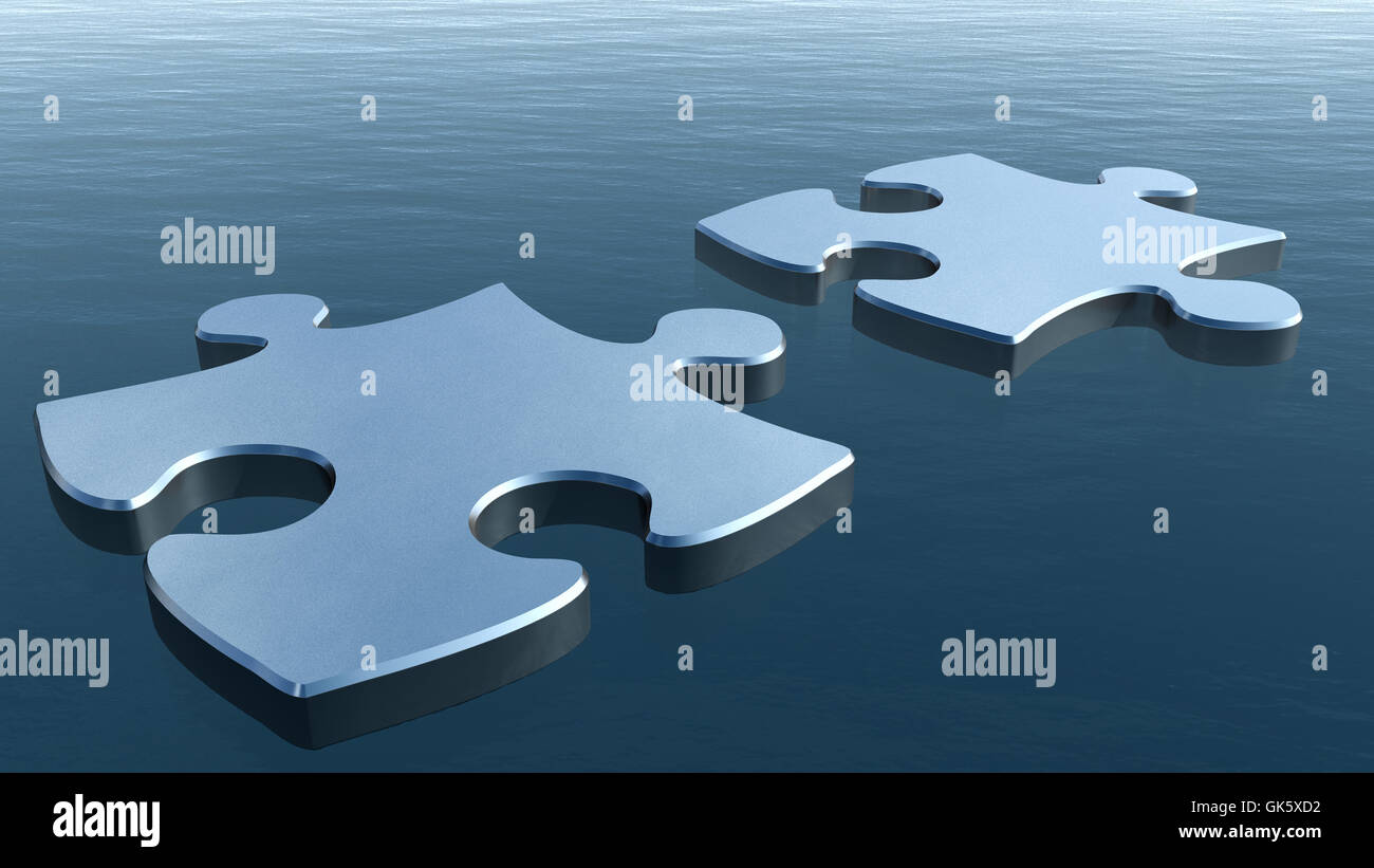 Two puzzles on a water surface Stock Photo - Alamy