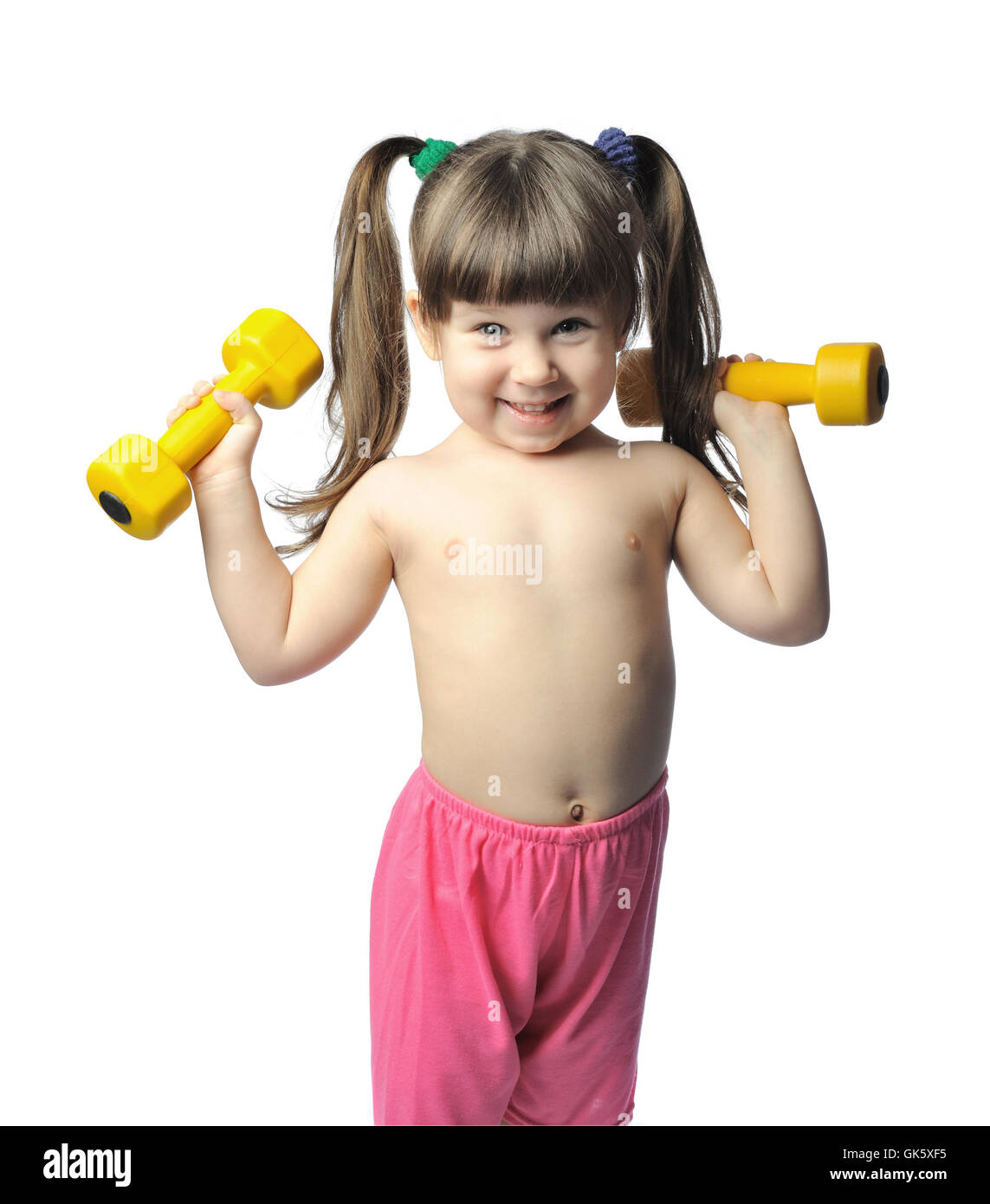 little girl with dumbbells Stock Photo - Alamy