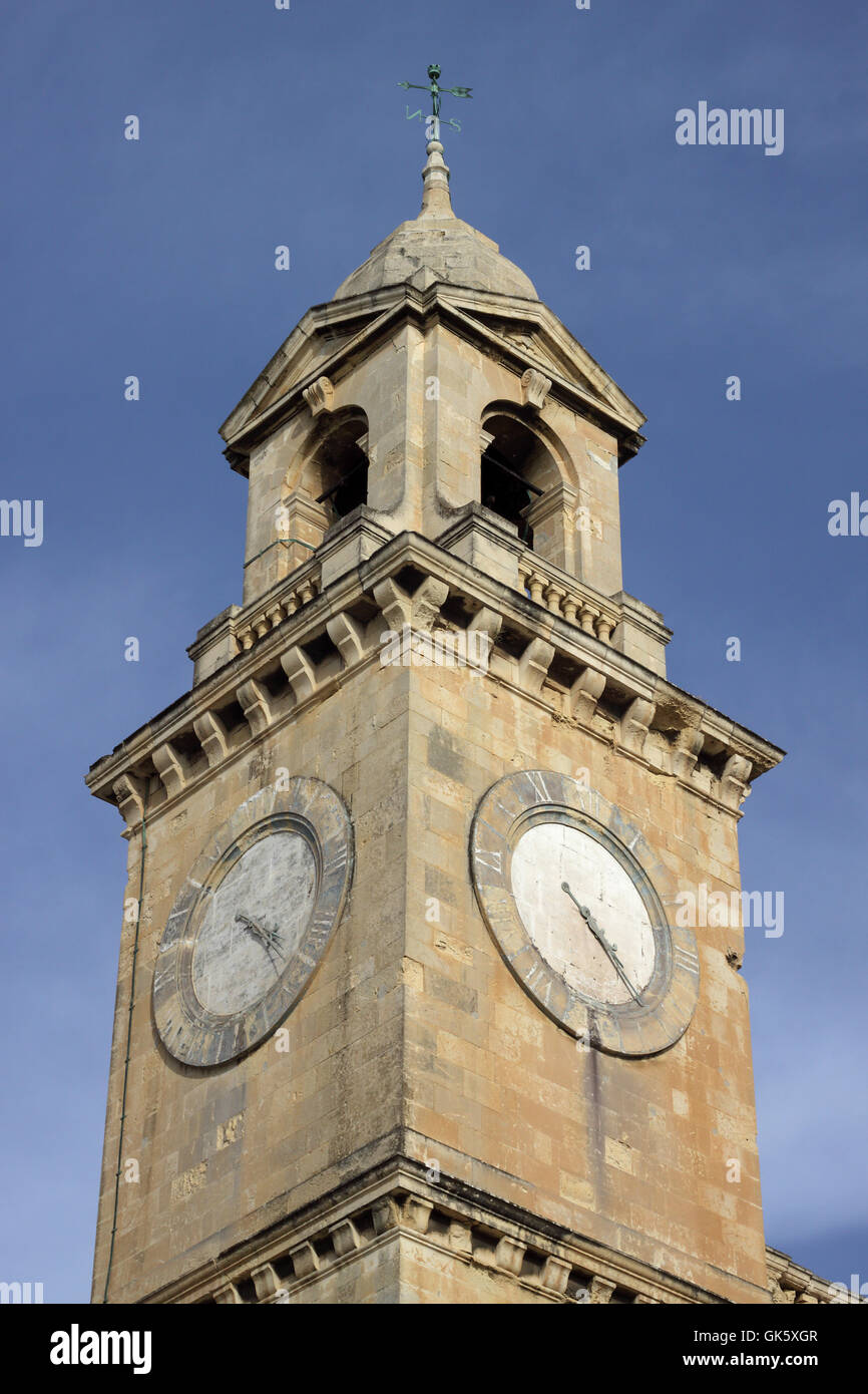 Clock tower, Vittoriosa, Malta Stock Photo - Alamy