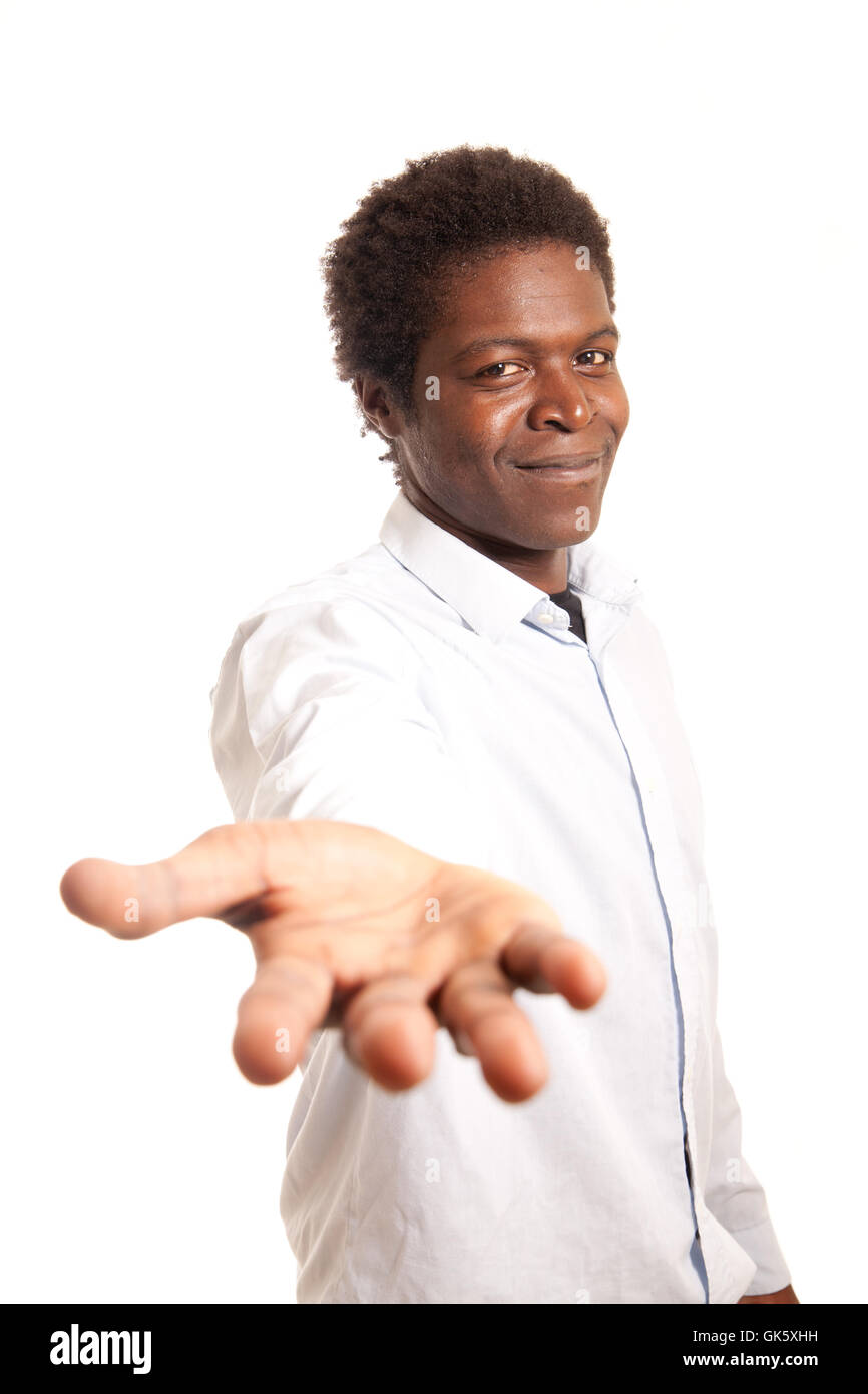 black man offering help Stock Photo - Alamy