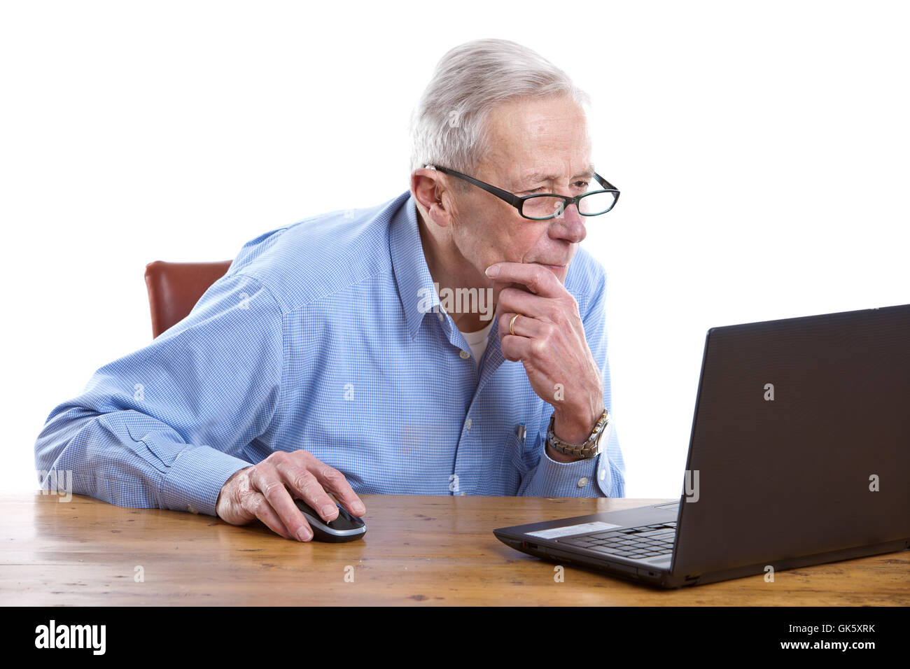 Senior man behind the computer Stock Photo - Alamy