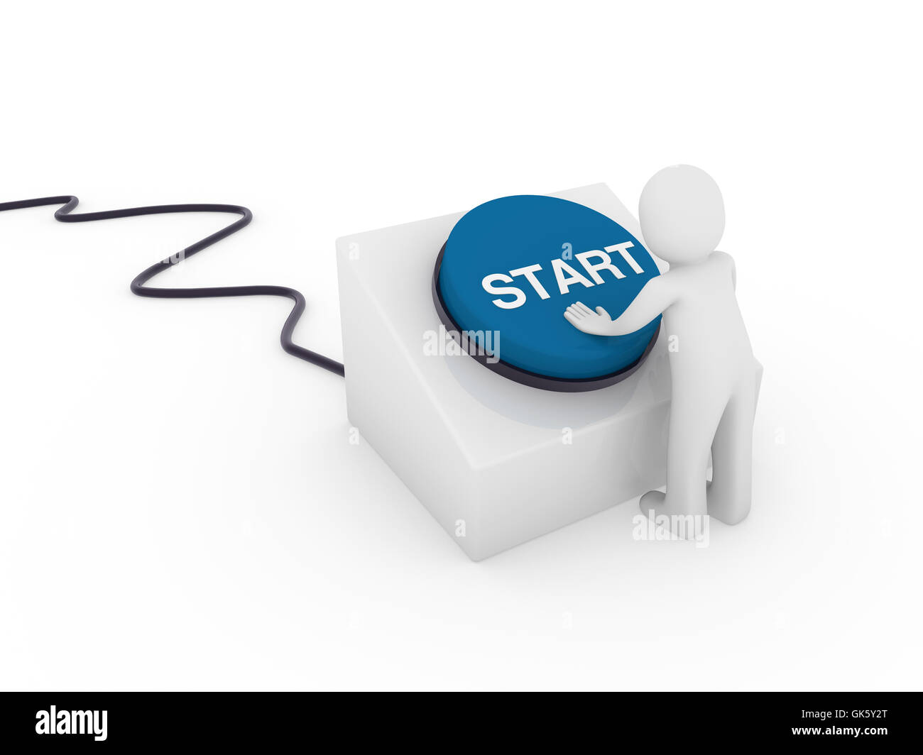 3d human start button Stock Photo - Alamy