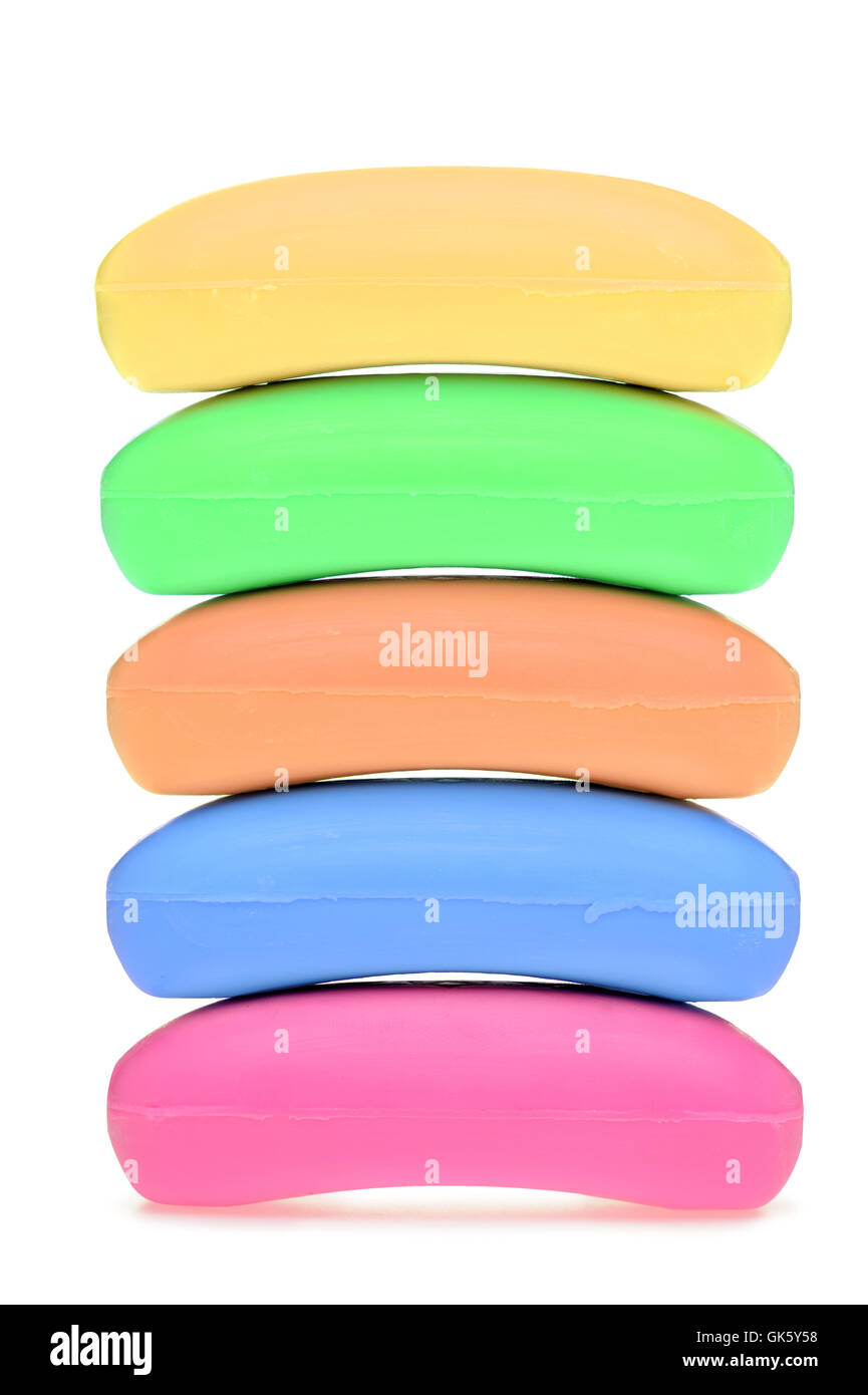 Set of slices of soap of different color Stock Photo - Alamy