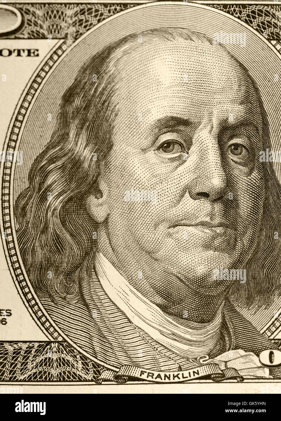 Franklin closeup old portrait Stock Photo - Alamy