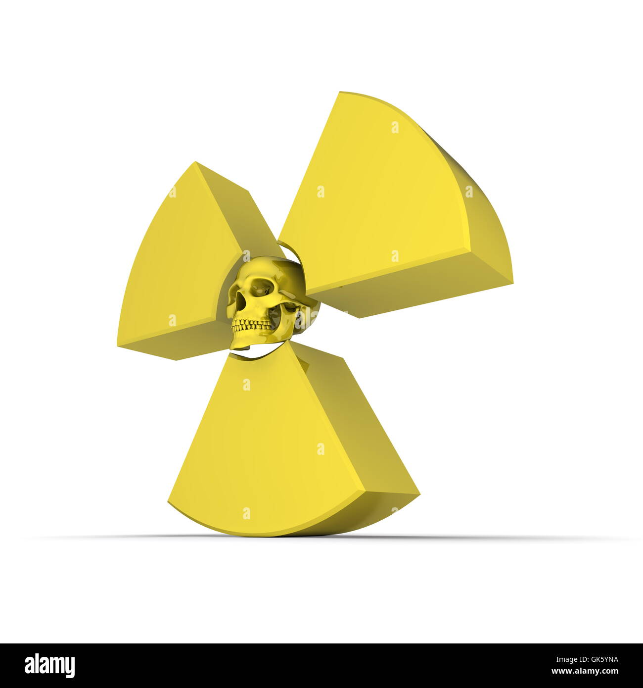 Yellow Nuclear Symbol with Skull Stock Photo - Alamy
