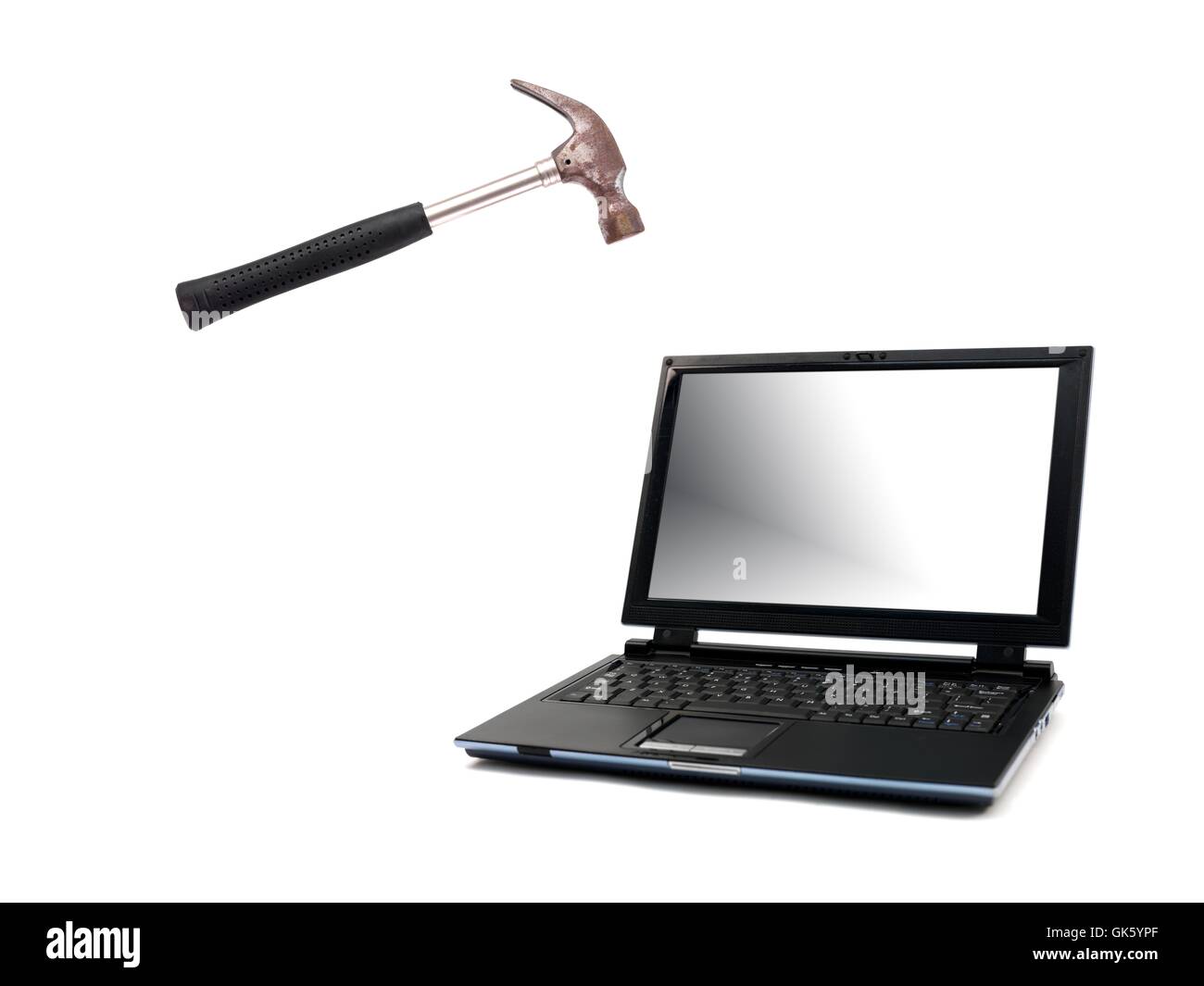 Smashing laptop with hammer hi-res stock photography and images - Alamy