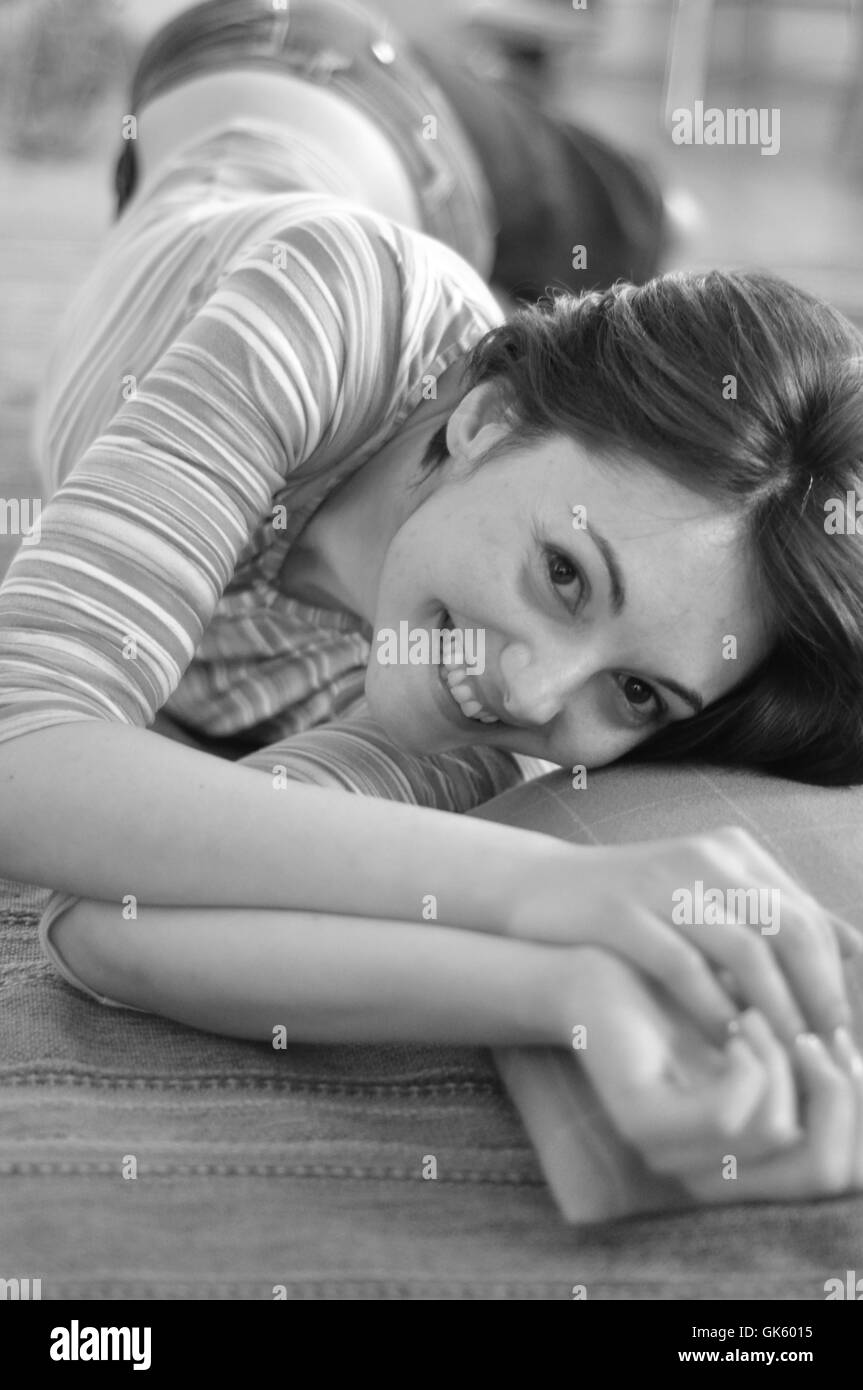 Young single person at home Black and White Stock Photos & Images - Alamy