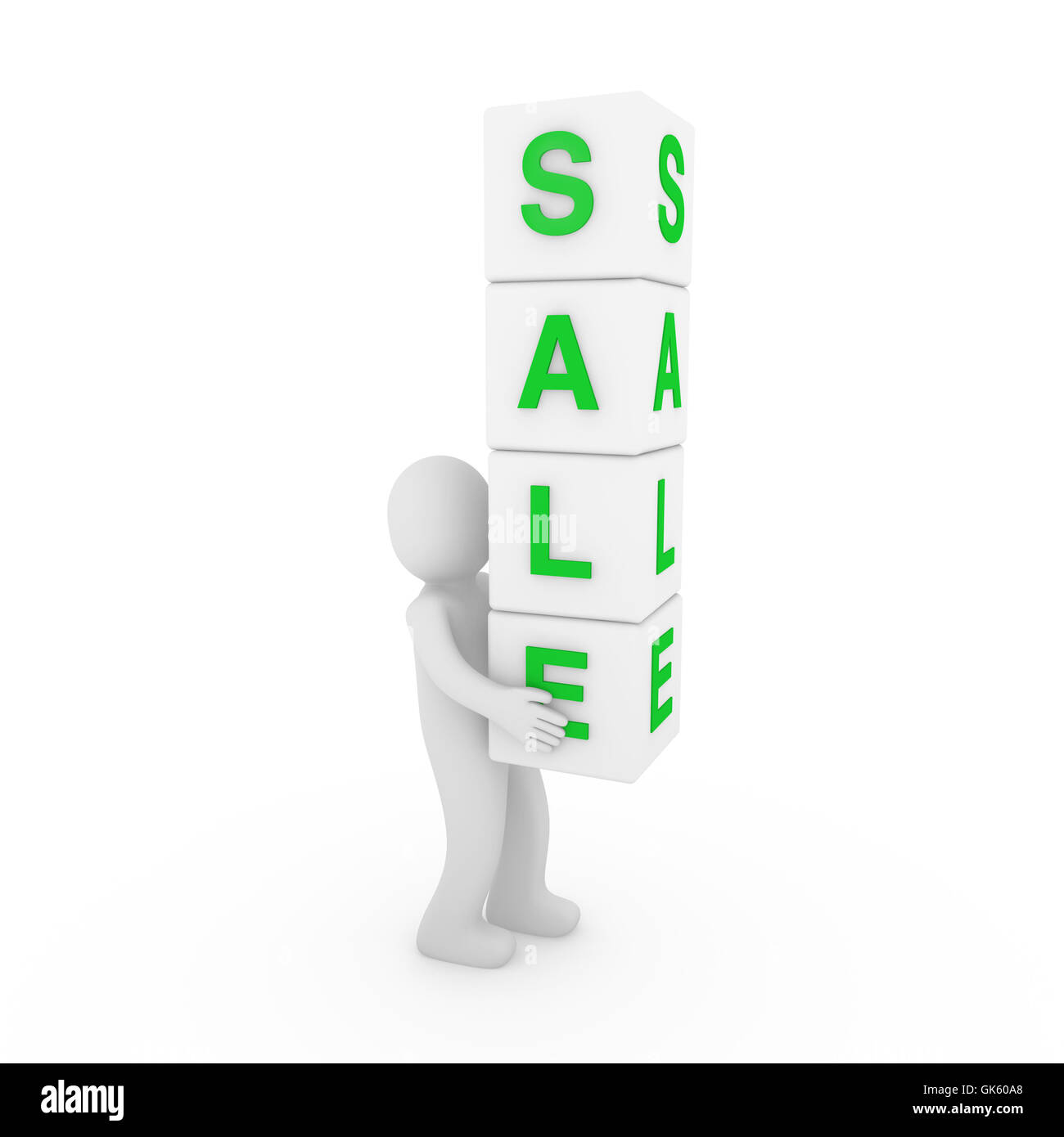 3d sale cube red white human Stock Photo - Alamy