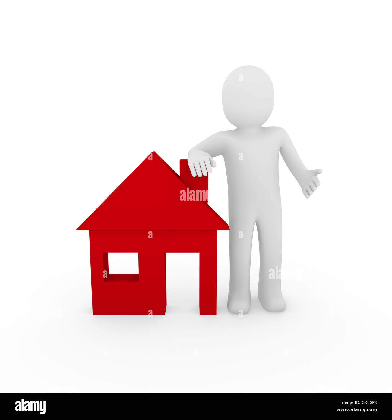 3d man house red Stock Photo - Alamy
