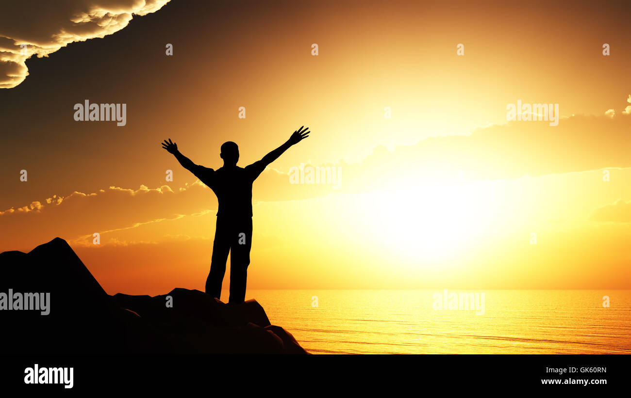 men greeting sun Stock Photo - Alamy