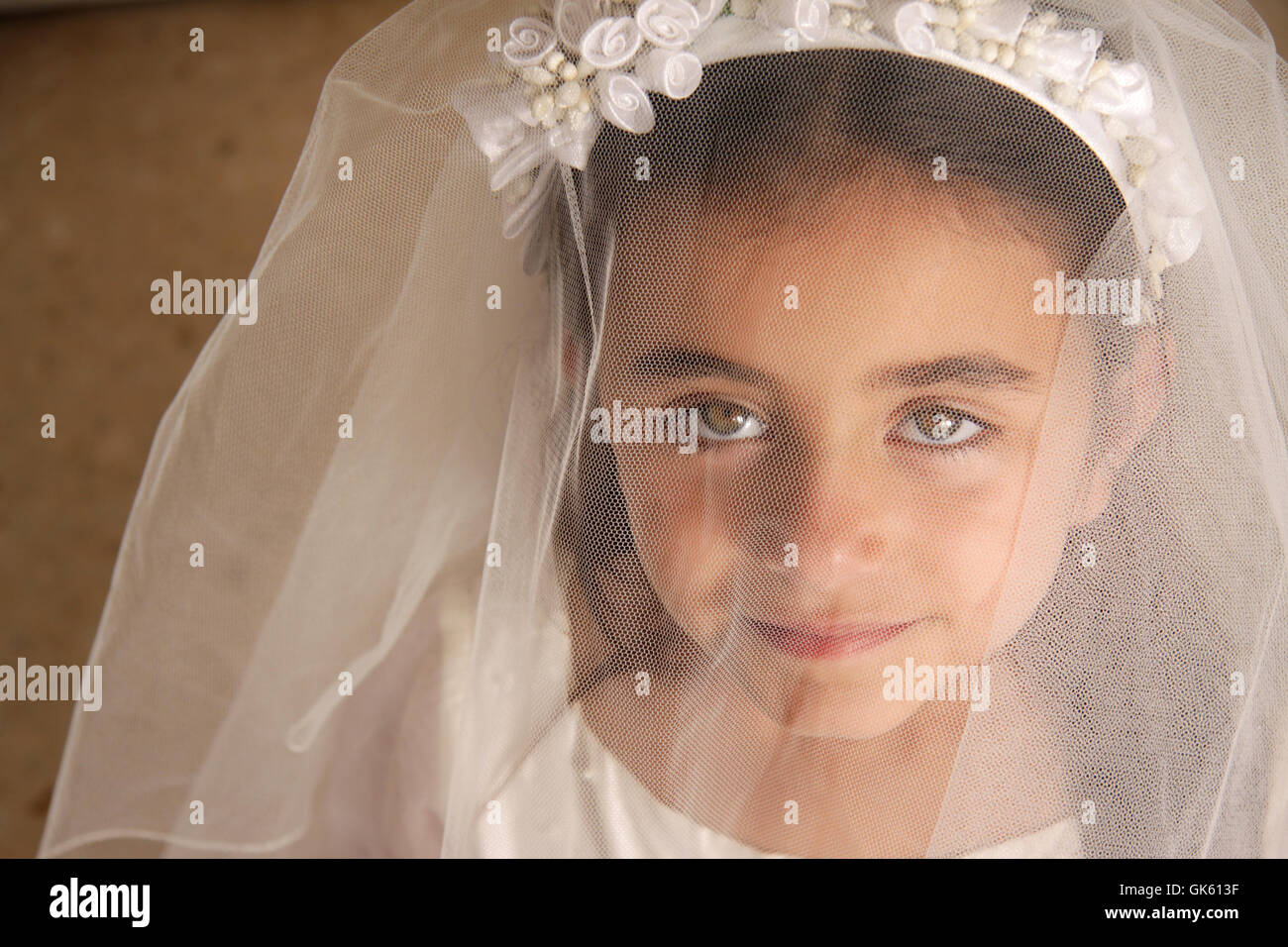 Girl behind veil Stock Photo - Alamy