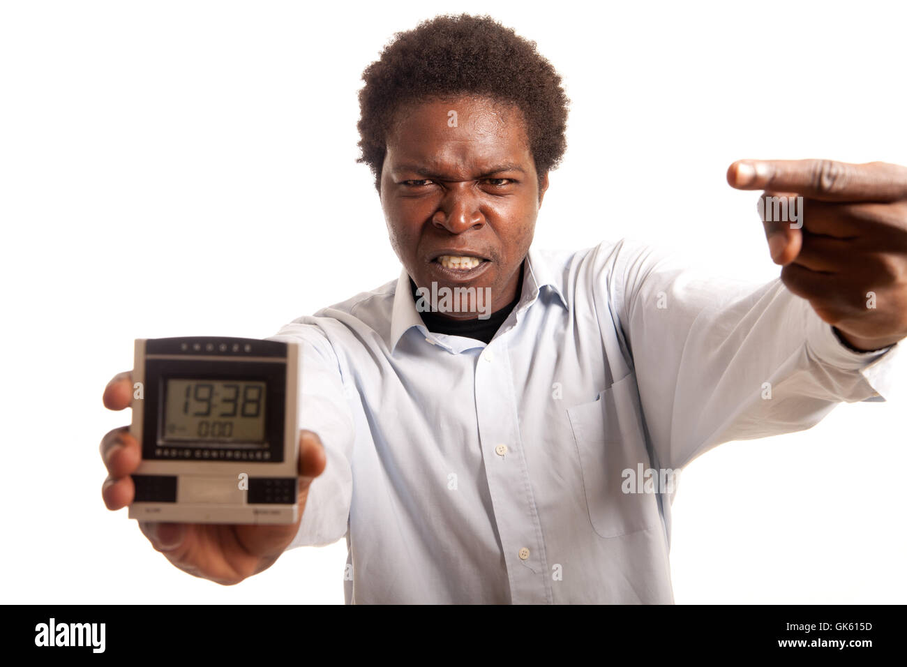 young man angry clock Stock Photo - Alamy