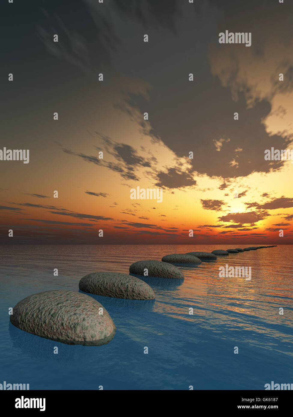 rock in night sea Stock Photo - Alamy