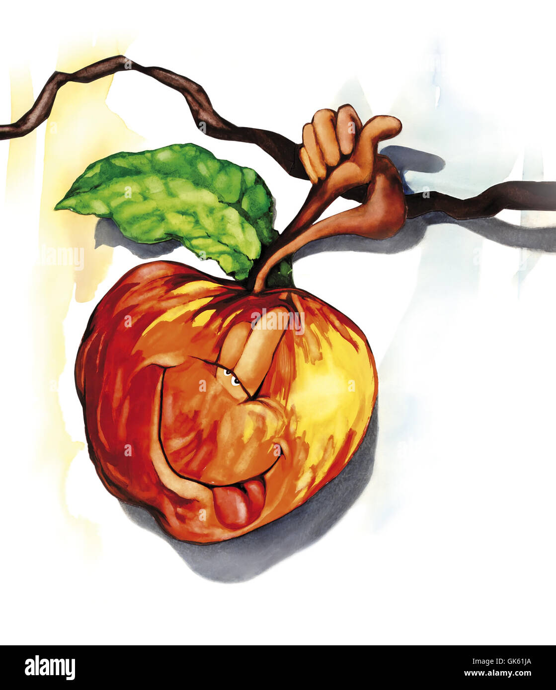 funny apple on the tree branch Stock Photo - Alamy