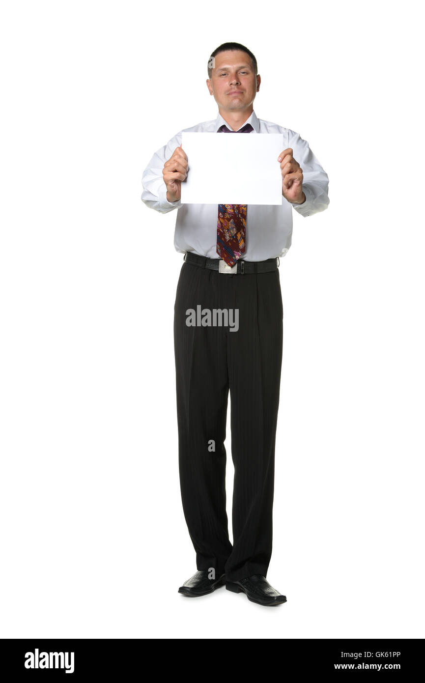 The businessman with the empty form of a paper Stock Photo - Alamy