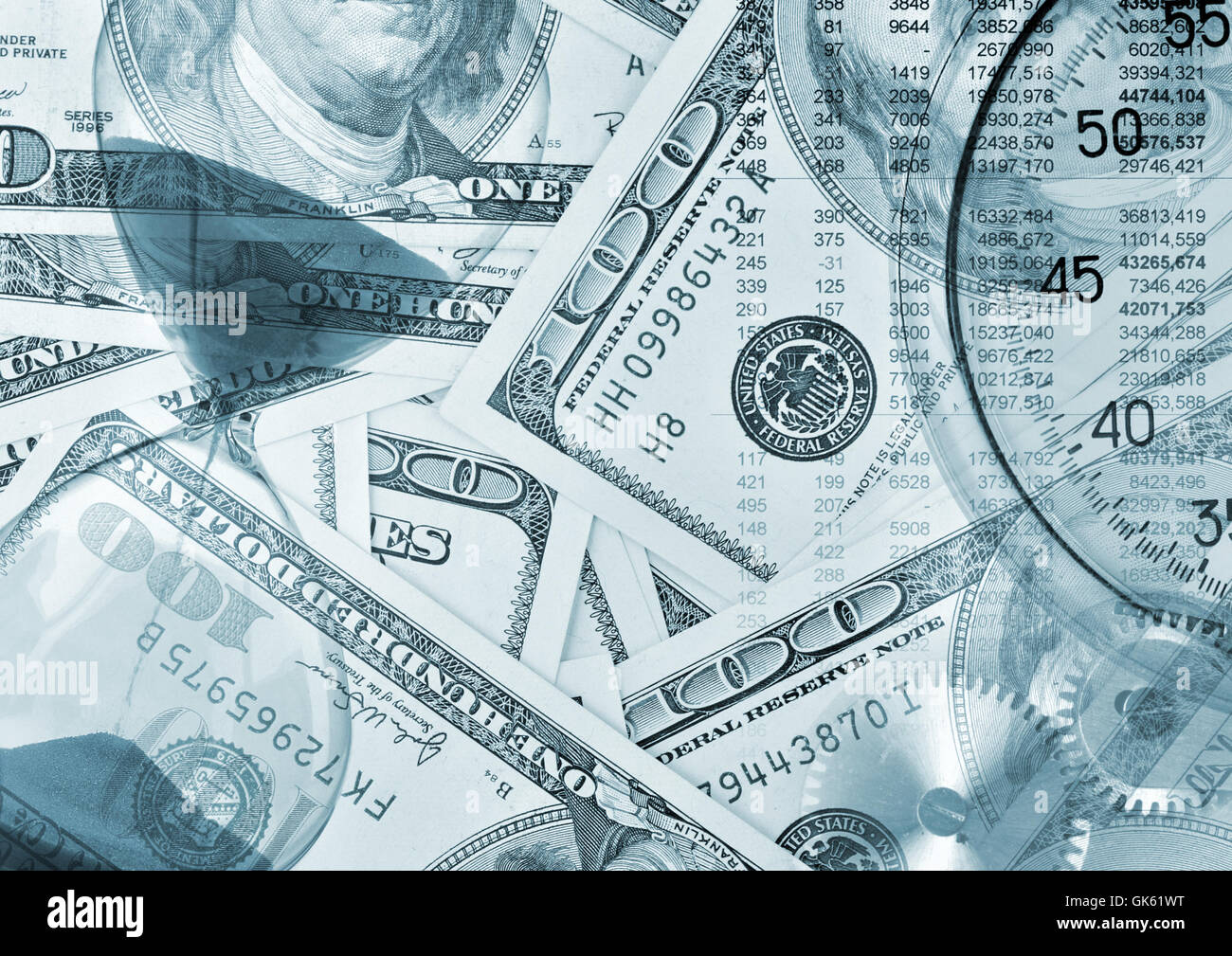 Background concept - Time money. Blue tone Stock Photo - Alamy